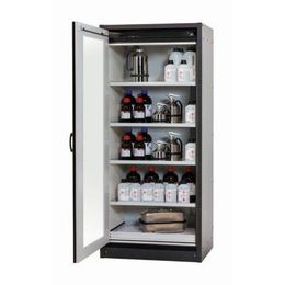 Sicherheitsschrank Typ 30 ASECOS Q-DISPLAY-30, Fl&uuml;gelt&uuml;r mit Glasausschnitt, Anschlag links, Front Lichtgrau, B 864 x T 620 x H 1947 mm