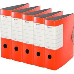 Leitz&reg; Qualit&auml;tsordner SOLID, DIN A4, R&uuml;ckenbreite 82 mm, 5 St&uuml;ck, hellrot