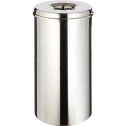 Abfallsammler f&uuml;r Innenanwendung, 50 L, selbstl&ouml;schend, Korpus Edelstahl/Deckel Edelstahl