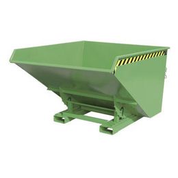 Bauer Kippbeh&auml;lter EXPO-E 1700, mit Rollen, Deichsel & Ablasshahn, &ouml;l-/wasserdicht, abrollend, B 1570 x T 1720 x H 1095 mm, resedagr&uuml;n RAL 6011