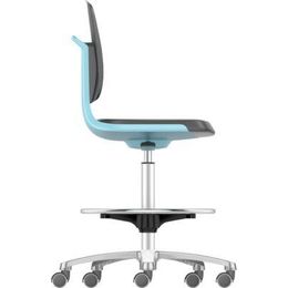 bimos Arbeitsdrehstuhl Labsit hoch, SKINTEC-Polster, Sitz-Stopp-Rollen, B 450 x T 420 x H 560 - 810 mm, blau