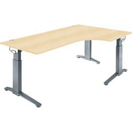 Sch&auml;fer Shop Sch&auml;fer Shop Genius Schreibtisch ERGOSTYLE S, 90&deg;, C-Fu&szlig; Gestell, Ansatz rechts, manuell h&ouml;henverstellbar, melaminharzbeschichtet, B 2000 x T 800 x H 675-895 mm, Ahorn/anthrazit