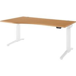 Sch&auml;fer Shop Sch&auml;fer Shop Genius Schreibtisch ERGOSTYLE S, elektrisch h&ouml;henverstellbar, einstufig, Ansatz links, C-Fu&szlig;, B 1800 x T 800/1000 x H 715-1182 mm, inkl. Memory Master, Buche/wei&szlig;