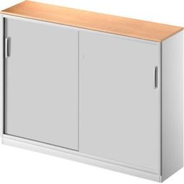 Sch&auml;fer Shop Sch&auml;fer Shop Genius Schiebet&uuml;renschrank TETRIS SOLID, 3 OH, 2 Fachb&ouml;den, B 1600 mm, 19 mm Abdeckplatte, Buche-Dekor/wei&szlig;alu