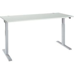 Sch&auml;fer Shop Sch&auml;fer Shop Select Schreibtisch ERGO-T 2.0, elektrisch h&ouml;henverstellbar, Rechteck, T-Fu&szlig;, B 1800 x T 800 x H 715-1205 mm, lichtgrau/wei&szlig;alu