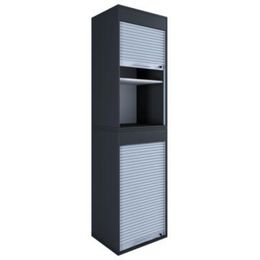 Rolladenschrank Aktos XL, 4 Ordnerh&ouml;hen, abschlie&szlig;bar, B&uuml;gelgriff, B 500 x T 400 x H 1860 mm, Holz, schwarz