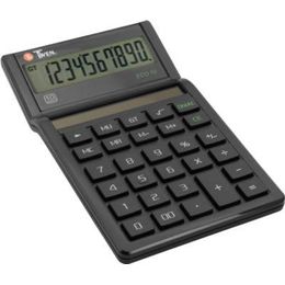 Tischrechner Twen Eco 10, solarbetrieben, 10-stelliges Display, MU- & GT-Funktion