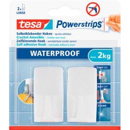 Tesa Powerstrips Haken Wave, für Feuchträume, hält Gegenstände bis 2 kg, 2er-Set