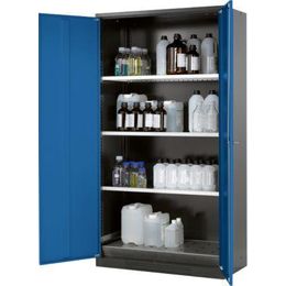 Chemikalienschrank ASECOS CS-CLASSIC ASECOS, Fl&uuml;gelt&uuml;r, 3 B&ouml;den, 1055x520x1950 mm, enzianblau