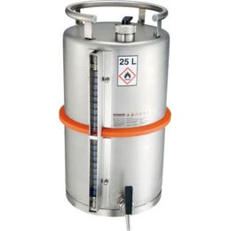 Sicherheits-Standgef&auml;&szlig;e, aus Edelstahl, Zapfhahn und F&uuml;llstandanzeige, 25 l, &oslash; 315 x H 530 mm