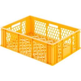 Euro Box B&auml;cker- und Cateringkasten (Gl&auml;serkasten), lebensmittelecht, Inhalt 35,7 L, durchbrochene Version, gelb-orange