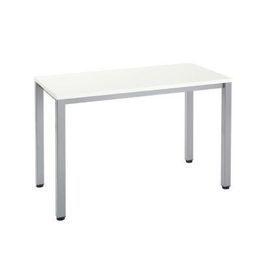 Home Office Schreibtisch Nevada, Rechteck, 4-Fu&szlig; Quadratrohr, B 1200 x T 600 x H 740 mm, wei&szlig;/alusilber