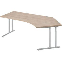 Sch&auml;fer Shop Sch&auml;fer Shop Select Winkelschreibtisch COMBITEC, 135&deg; Winkel rechts, C-Fu&szlig;, B 2165 x T 800/800 x H 677-817 mm, Eiche/wei&szlig;alu