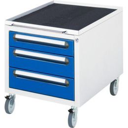 Rau Roll-Container f&uuml;r h&ouml;henverstellbare Arbeitstische Jerry, Tom, Serie E und Adlatus, 3 Schubladen, B 480 x T 600 x H 540 mm, lichtgRau/enzianblau