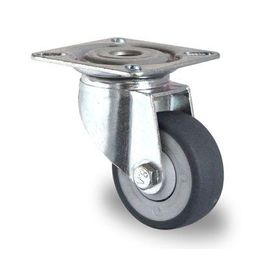 CASCOO Lenkrolle P2T2, mit Rad-&oslash; 50 mm x B 19 mm, Polypropylen-Felge, Elastomer-Lauffl&auml;che, grau, Kugellager, bis 50 kg