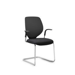 Freischwinger Giroflex 353, mit Netzr&uuml;cken, Pr&auml;zisionsstahlrohr stapelbar, m. Armlehnen, schwarz/schwarz