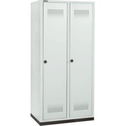 Sch&auml;fer Shop Sch&auml;fer Shop Genius Kleiderspind mit Sockel, 2 Abteile, 400 mm Abteilbreite, Sicherheitsdrehriegelverschluss, lichtgrau/lichtgrau