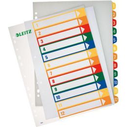 Leitz&reg; &Uuml;berbreite Kunststoffregister, Zahlen-Register, Zahlen 1-12, Nr. 1294