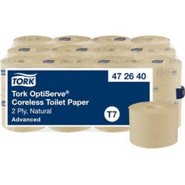 Tork OptiServe&reg; Coreless Toilettenpapier, 2-lagig, perforiert, kompakte Rolle, recycelte Fasern