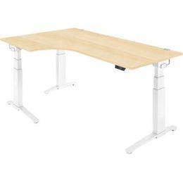 Sch&auml;fer Shop Sch&auml;fer Shop Genius Schreibtisch ERGOSTYLE S, 90&deg;, Ansatz links, elektrisch h&ouml;henverstellbar, C-Fu&szlig;, zweistufig, B 2000 x T 800 x H 645-1305 mm, inkl. Memory Master, wei&szlig;/wei&szlig;