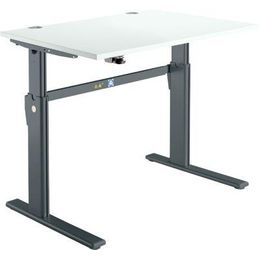 Schreibtisch Standard, elektrisch h&ouml;henverstellbar, Rechteck, C-Fu&szlig;, B 1200 x T 800 x H 725-1185 mm, lichtgrau/anthrazit