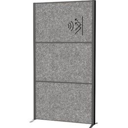 Maul Stellwandsystem Maulconnecto, 3 x Akustikvlies dunkelgrau, Klettverbindung, Standfu&szlig;, H 1800 x B 1000 mm, anthrazit