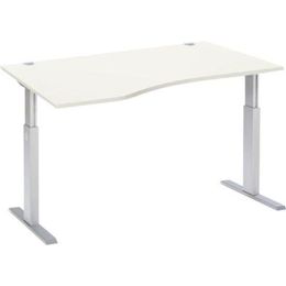 Sch&auml;fer Shop Sch&auml;fer Shop Select Schreibtisch ERGO-T, elektrisch h&ouml;henverstellbar, Freiform, Ansatz links, T-Fu&szlig;, B 1800 x H 725-1185 mm, wei&szlig;/wei&szlig;alu
