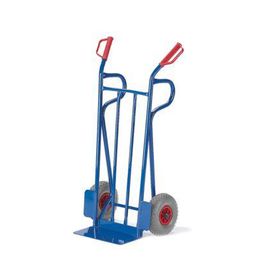 ROLLCART Stahlrohr-Sackkarre, bis 250 kg, Vollgummibereifung, Sicherheitsgriffe, H 1250 x B 600 x T 450 mm, enzianblau RAL 5012