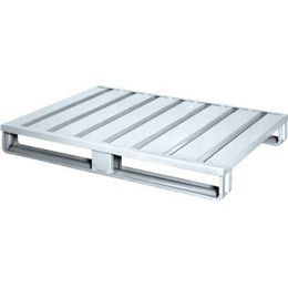 Stahlflachpalette, Euro-Ma&szlig;, bis 1500 kg, geschlossenes Oberdeck, 2 Stahlkufen, L 1200 x B 800 x H 130 mm, Stahl, verzinkt