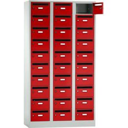 Postverteilerschrank, mit Einwurfschlitz, 3 Abteile, Sicherheitszylinderschloss, feuerrot