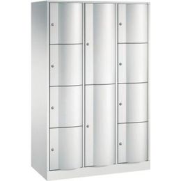 C+P Kombi-Schlie&szlig;fachschrank Resisto, 3 Abteile, 10 F&auml;cher, B 1148 x T 540 x H 1950 mm, Lichtgrau