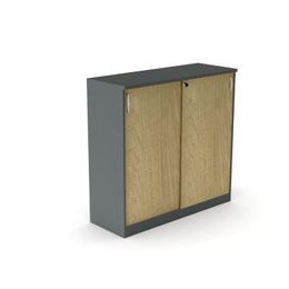 Schiebet&uuml;renschrank NEVADA, B 1200 x H 1155 mm, dunkelgrau/Eiche-Dekor