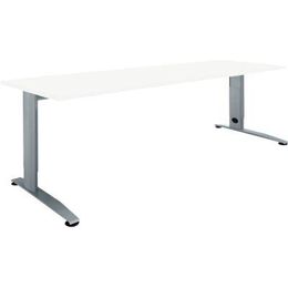 Schäfer Shop Schäfer Shop Select Schreibtisch LOGIN, manuell höheneinstellbar, C-Fuß, B 1600 x T 800 x H 660-820 mm, weiß/basaltgrau