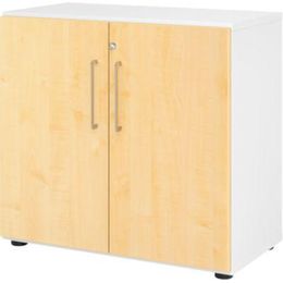 Schr&auml;nke Breno, 2 OH, abschlie&szlig;bar, 28 kg je Boden, B 800 x T 420 x H 748 mm, wei&szlig;/Ahorn