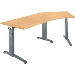 Sch&auml;fer Shop Sch&auml;fer Shop Genius Schreibtisch ERGOSTYLE S, 135&deg;, C-Fu&szlig; Gestell, Ansatz rechts, manuell h&ouml;henverstellbar, melaminharzbeschichtet, B 2165 x T 800 x H 675-895 mm, Buche/anthrazit