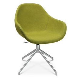 Konferenzsessel Topstar Sitness Life 2.0, dreh-/sitzh&ouml;henverstellbar, Armlehnen, B 450 x T 390 x H 440-470 mm, 4-Fu&szlig;gestell, Alu matt & Stoff, gelb