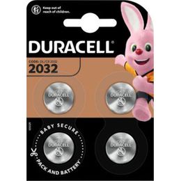 Knopfzellen Duracell CR2032, Lithium, 3 V, 170 mAh, &Oslash; 20 x H 2,5 mm, 4 St&uuml;ck