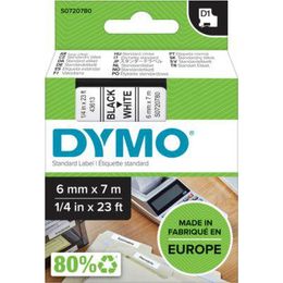 Dymo&reg; Schriftbandkassette D1 43613, 6 mm breit, wei&szlig;/schwarz