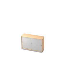 Schiebet&uuml;renschrank, 2 OH, B 1200 x T 400 mm, Ahorn-Dekor/silber