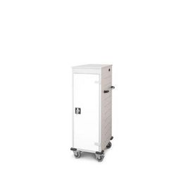 Laptopwagen mit Ladefunktion, 2-Punkt-Verriegelung, Feststellbremse, 10 F&auml;cher, B 530 x T 1250 x H 500, wei&szlig;