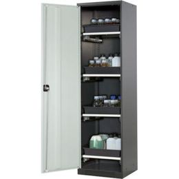 Chemikalienschrank ASECOS CS-CLASSIC, Fl&uuml;gelt&uuml;r, 4 Auszugswannen, 545x520x1950 mm, lichtgrau