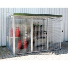 Bauer Gasflaschencontainer, f&uuml;r Au&szlig;enbereich, mit Dach und Einfl&uuml;gelt&uuml;r, feuerverzinkt, f&uuml;r 104 Flaschen