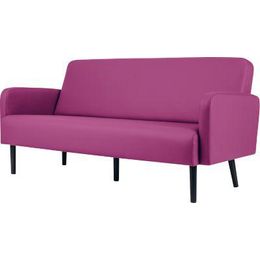 Dreisitzer Sofa meet by Paperflow LISBOA, desinfektionsmittelbest&auml;ndiger Kunstlederbezug lila, Fu&szlig;gestell schwarz, B 1760 x T 815 x H 830 mm