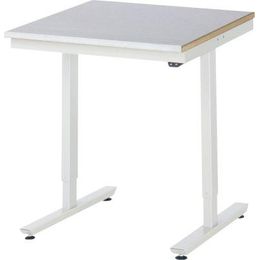 Rau Arbeitstisch Adlatus, elektrisch h&ouml;henverstellbar, 25 mm MDF-Platte, Stahlblechbelag, 150 kg, B 750 x T 800 x H 720-1120 mm, silber/lichtgRau