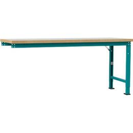 Manuflex Anbauwerkbank Profi Spezial, Tischplatte Kunststoff, 2000 x 700 mm, wasserblau