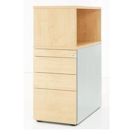Sch&auml;fer Shop Sch&auml;fer Shop Genius Standcontainer mit Aufsatzregal, abschlie&szlig;bar, seitliche Griffnut, ahorn