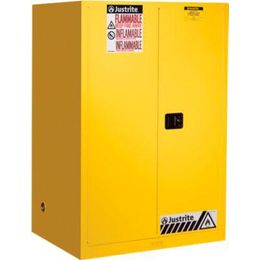 Justrite FM-Sicherheitsschrank Classic Sure-Grip&reg; EX, f&uuml;r entz&uuml;ndbare Fl&uuml;ssigkeiten, bis 341 Liter, selbstschlie&szlig;ende T&uuml;ren, gelb