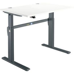 Schreibtisch Standard, elektrisch h&ouml;henverstellbar, Rechteck, C-Fu&szlig;, B 1200 x T 800 x H 725-1185 mm, wei&szlig;/anthrazit