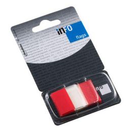 Haftnotizen INFO FLAGS, Z-Faltung, beschreibbar, selbstklebend, abl&ouml;sbar, l&ouml;sungsmittelfrei, 50 Blatt mit Spender, B 43 x H 25 mm, rot-transparent