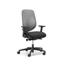 Giroflex B&uuml;rostuhl 353, mit Armlehnen, Auto-Synchronmechanik, Muldensitz, 3D-Netz-R&uuml;ckenlehne, grau/schwarz